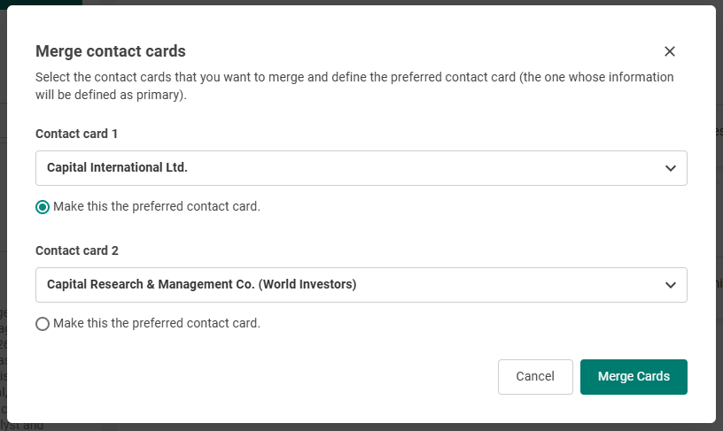 How to merge Contact Cards
